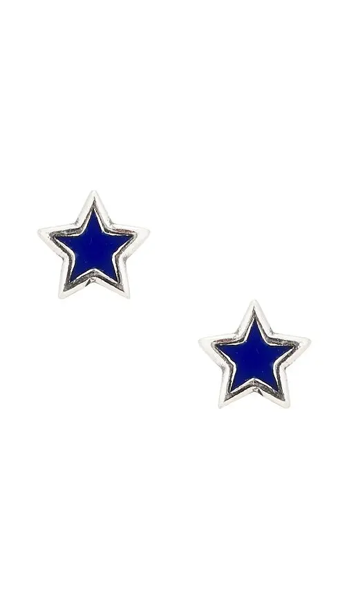 TWO JEYS Enameled Star Stud Earrings - Silver