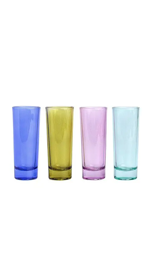 HERE'S HOW The Gracie Shot Glasses Set Of 4 In Pink - Mint  Lilac  Olive & Cobalt