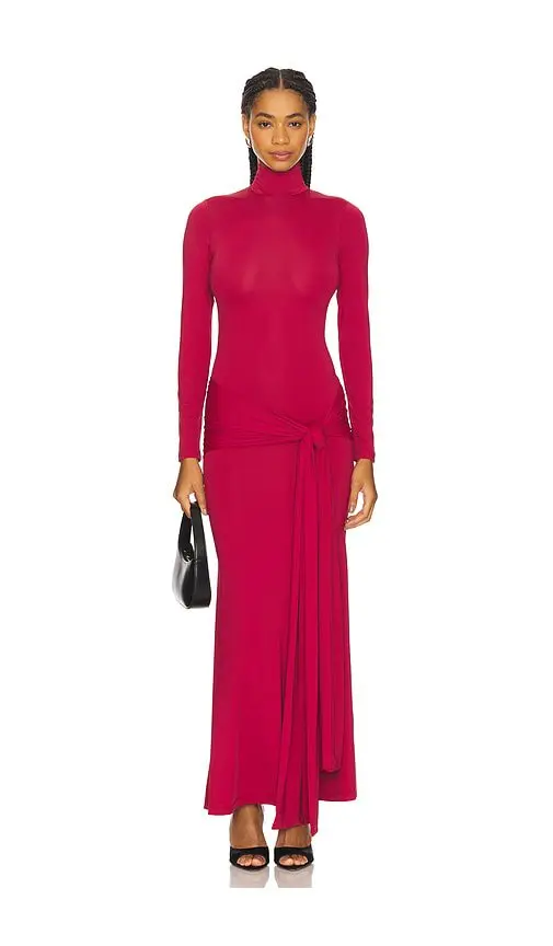 burgundy bardot maxi dress Thelma Bardot Maxi Dress - Wine main image 1