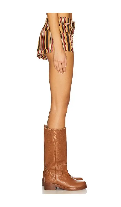Lioness Striped Button-fly Shorts - Brown