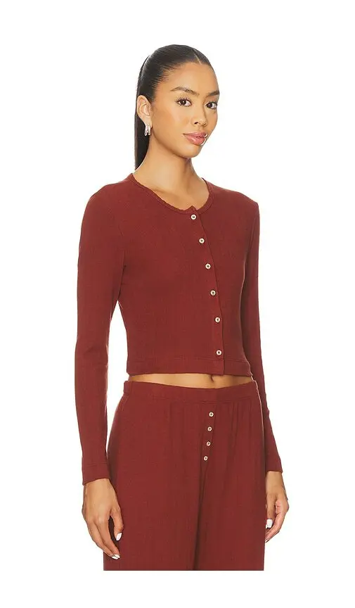 LESET Pointelle Crop Cardigan