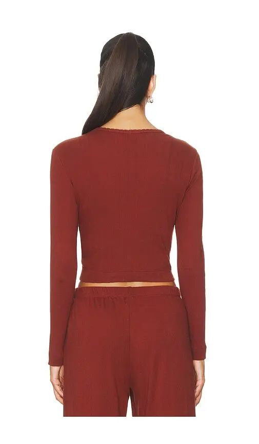 LESET Pointelle Crop Cardigan