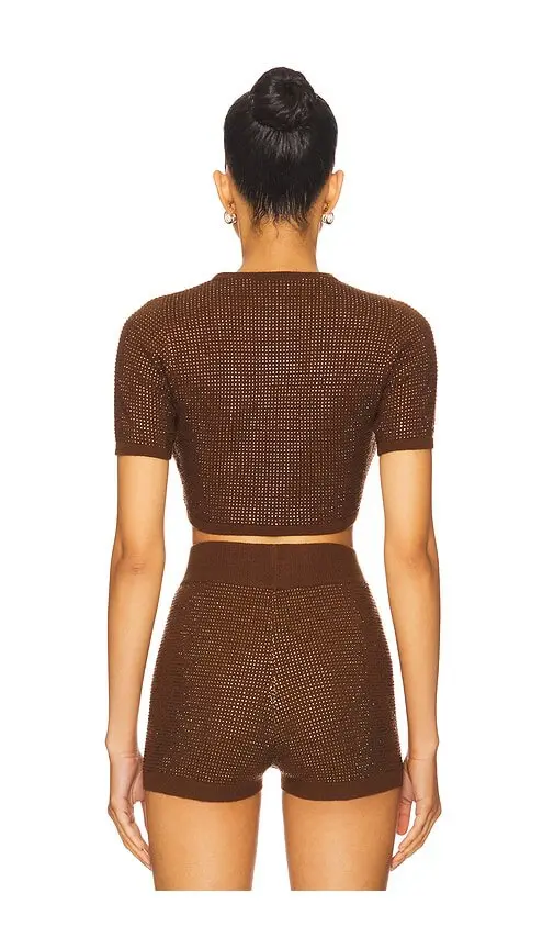 David Koma Rhinestone Embroidered Crop Top