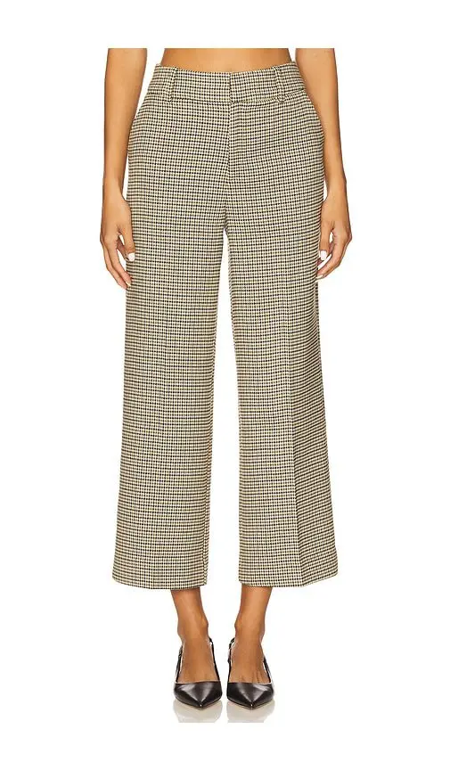 FAVORITE DAUGHTER Cropped Wide-leg Trousers In Plaid