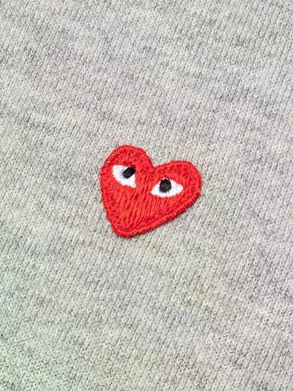 Play Comme Des Garcon Heart Embroidered Zip-up Sweatshirt - Grey