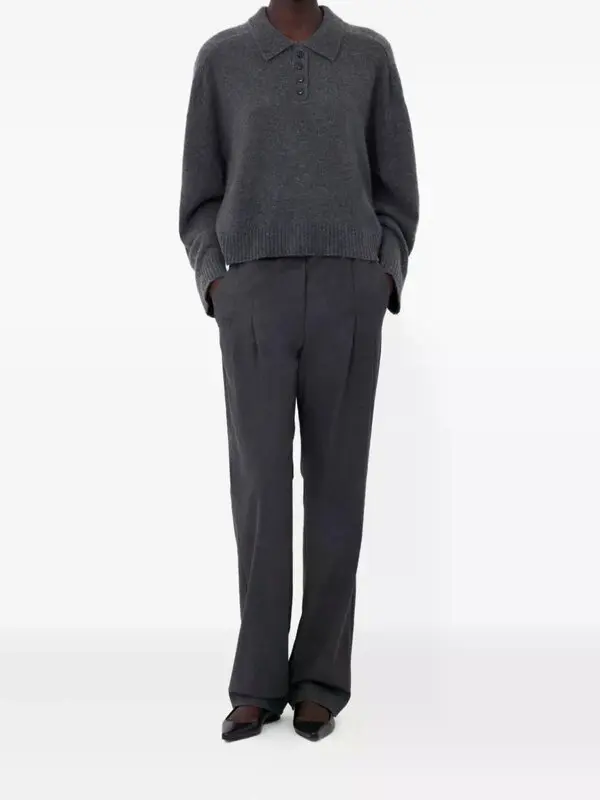 Loulou De Saison Homere Lds Polo-neck Ribbed Sweater - Grey