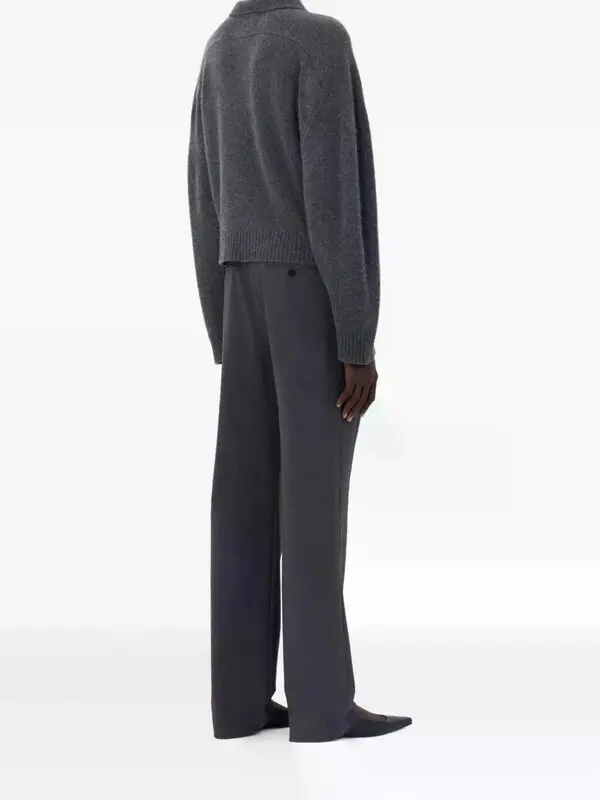 Loulou De Saison Homere Lds Polo-neck Ribbed Sweater - Grey