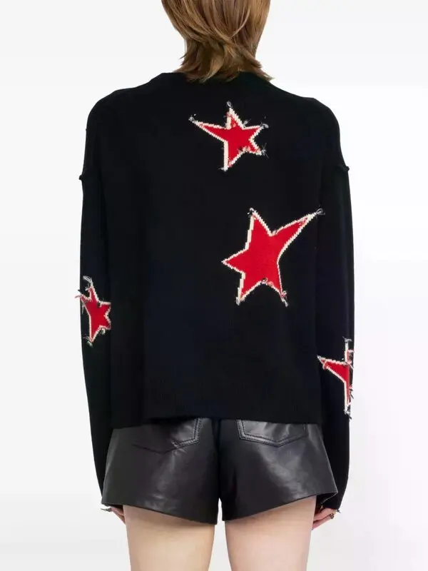 Zadig&Voltaire Star-embellished Frayed Sweater - Black