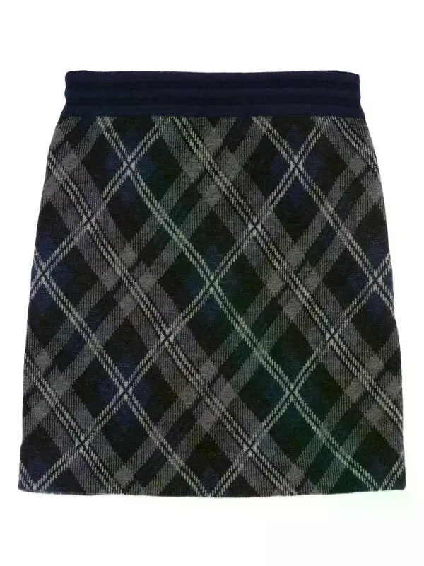 Eric Bompard Tartan Cashmere Mini Skirt