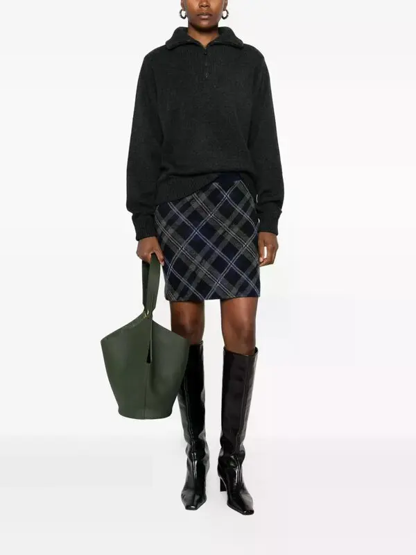 Eric Bompard Tartan Cashmere Mini Skirt