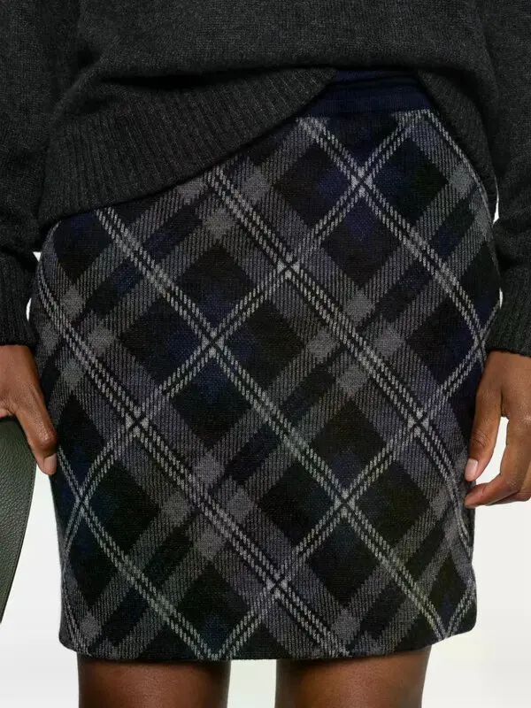 Eric Bompard Tartan Cashmere Mini Skirt