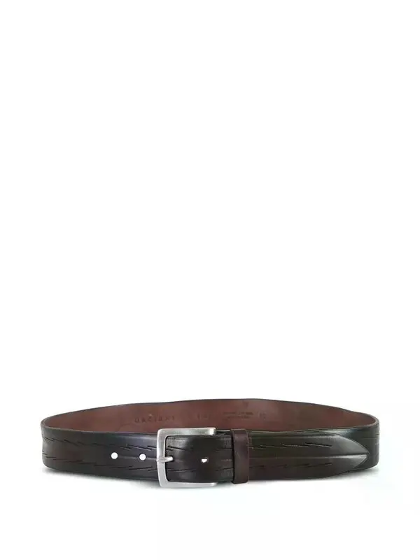 ORTIGNI Rectangular Leather Belt - Brown