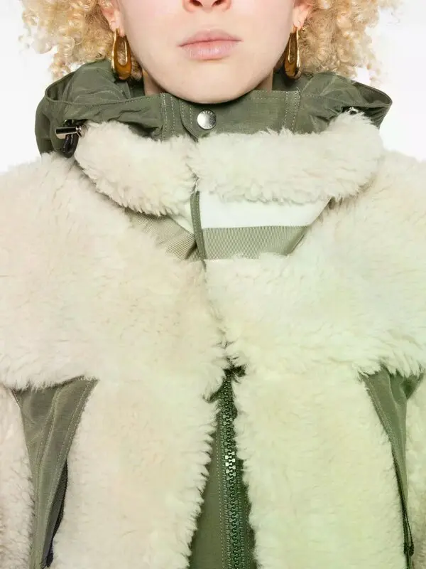 Sacai Hooded Panelled Jacket - Neutrals