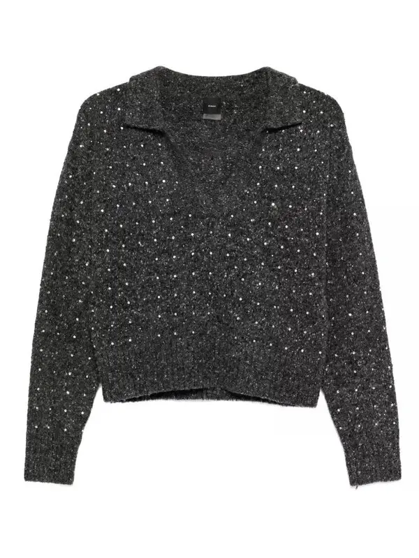 Pinko Rhinestone-embellished Collared Sweater
