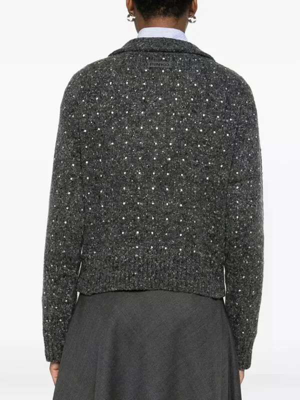 Pinko Rhinestone-embellished Collared Sweater