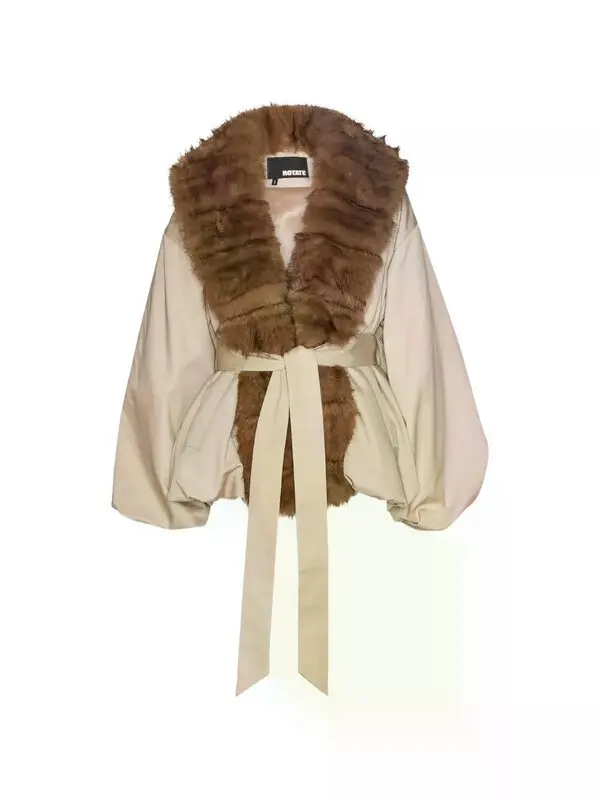 ROTATE BY BIRGER CHRISTENSEN Faux Fur Collar Jacket - Neutrals