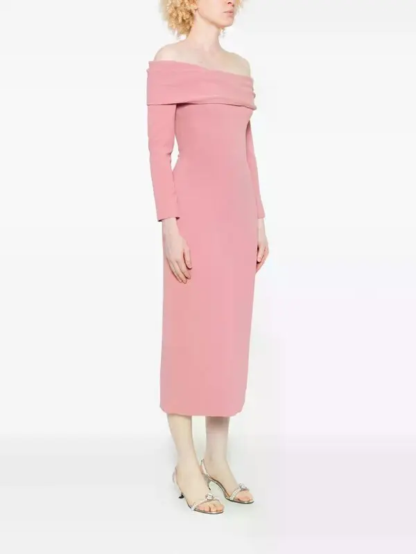Solace London Yuni Off-shoulder Draped Midi Dress