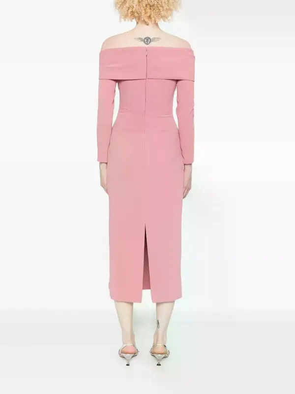 Solace London Yuni Off-shoulder Draped Midi Dress