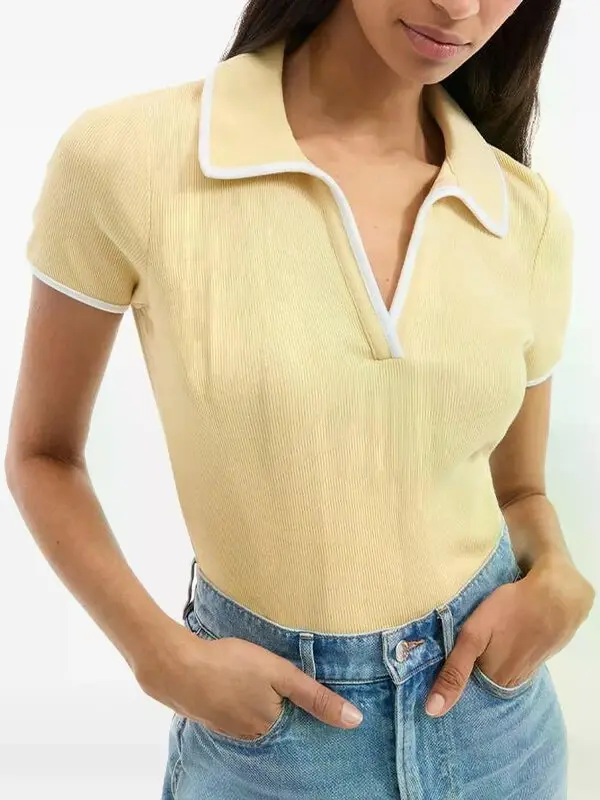 Veronica Beard Ribbed Polo Top