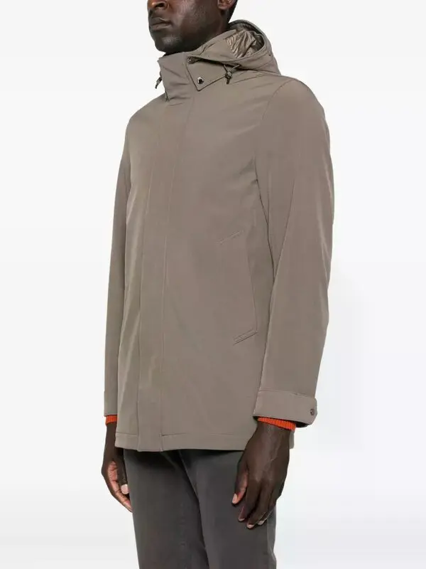 Woolrich Hooded Buttoned Coat - Grey