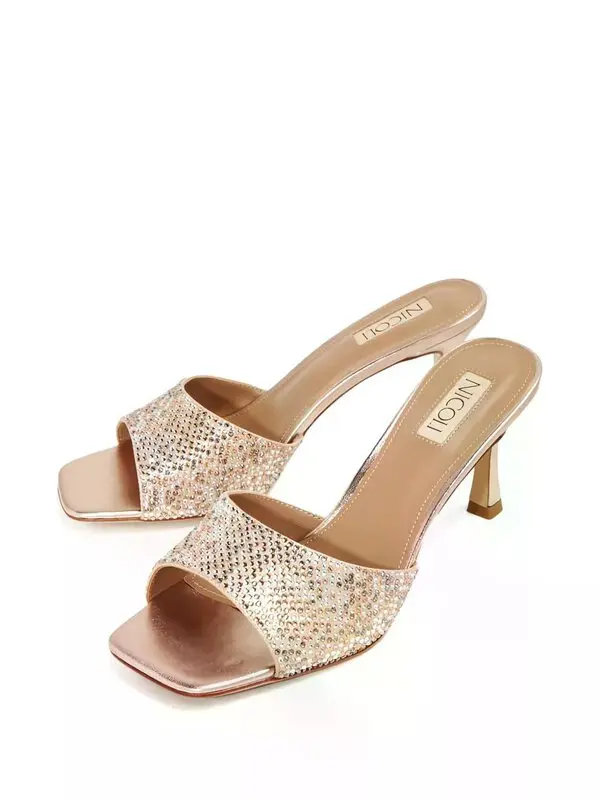 NICOLI 75mm Square-toe Crystal-embellished Heeled Sandals