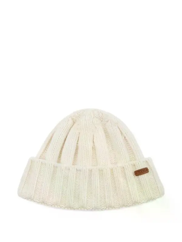TOD'S Ribbed-knit Beanie - White
