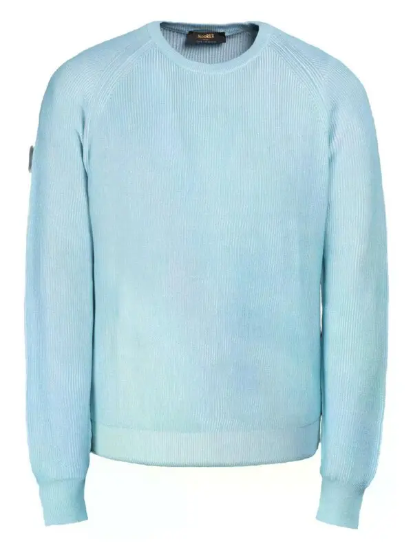 MOORER Raglan-sleeve Ribbed Sweater