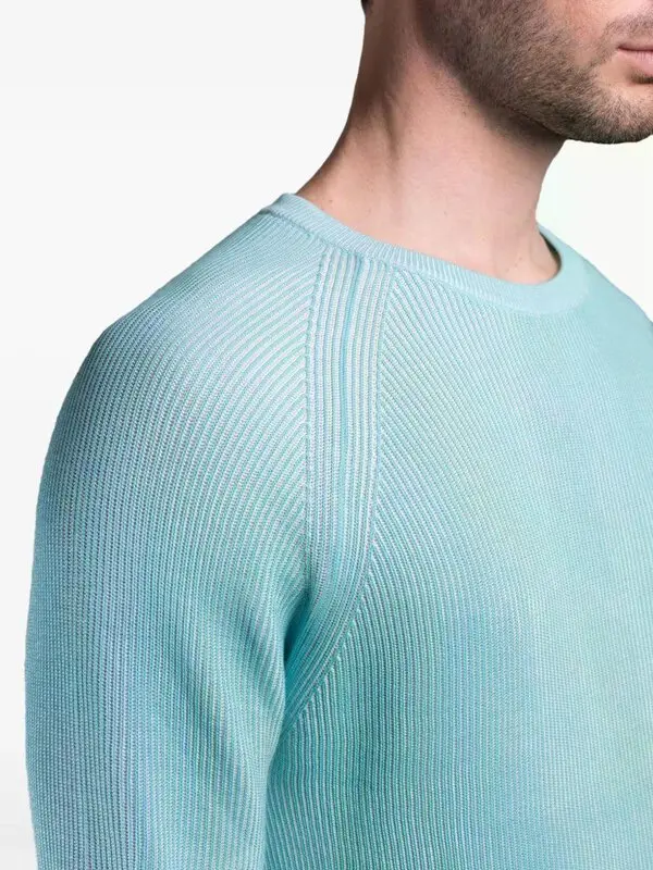 MOORER Raglan-sleeve Ribbed Sweater