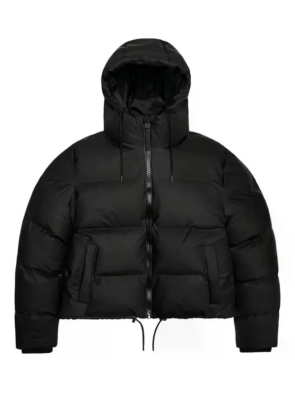 Rains Hooded Cropped-hemline Padded Coat