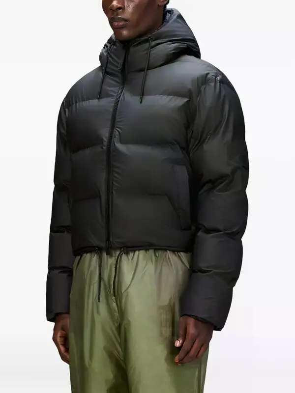Rains Hooded Cropped-hemline Padded Coat