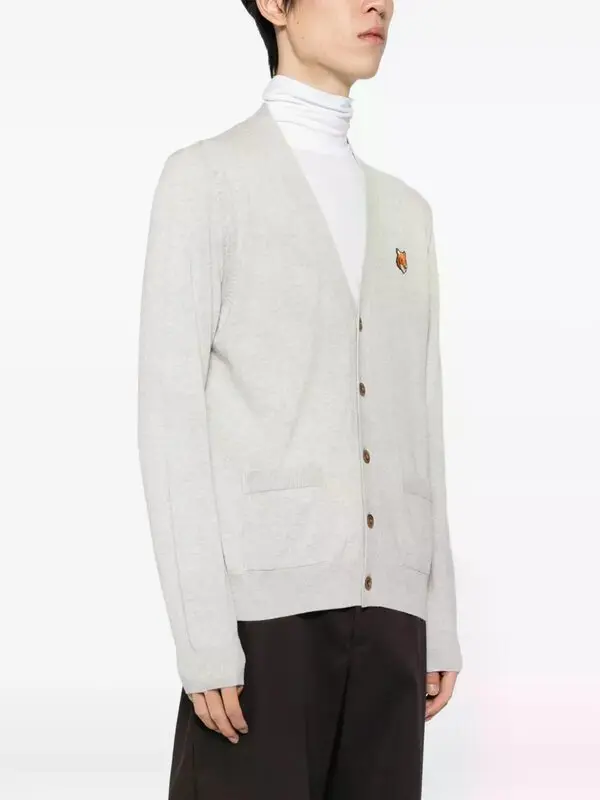 Maison Kitsuné Bold Fox Head Patch Cardigan - Grey