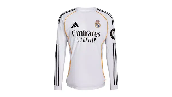Adidas Real Madrid 25/26 Long Sleeve Home Jersey - White