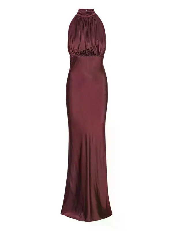 ROTATE BY BIRGER CHRISTENSEN High-neck Silk Maxi Dress