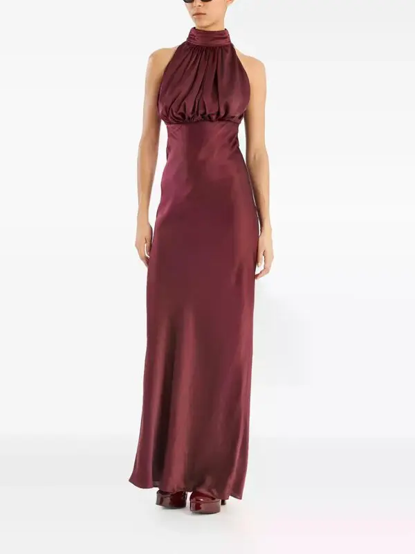 ROTATE BY BIRGER CHRISTENSEN High-neck Silk Maxi Dress