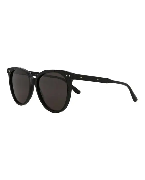 Bottega Veneta Cat Eye Sunglasses - Shiny Black Black Leather (bv0119s/30001112/001)