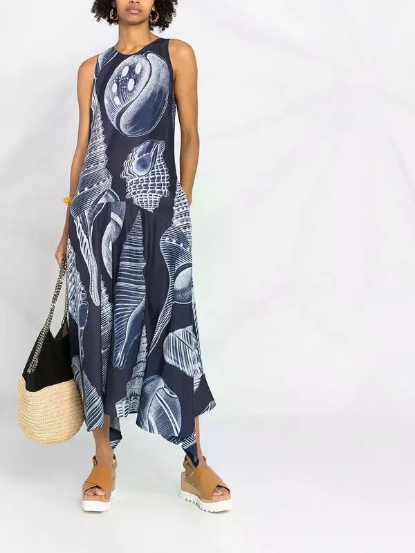 Stella McCartney Anabelle Shell-print Silk Maxi Dress