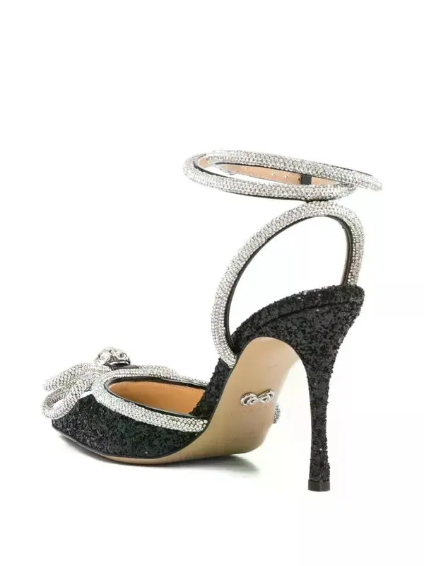 Mach & Mach 110mm Crystal-embellished Bow Heeled Pumps - Black