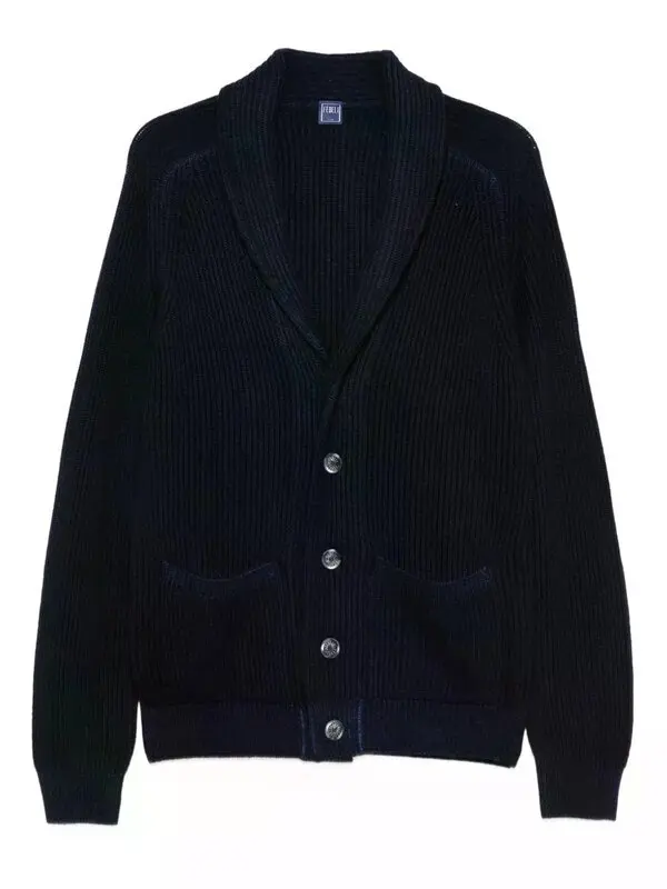 Fedeli Ribbed Shawl-collar Cardigan