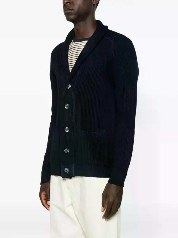 Fedeli Ribbed Shawl-collar Cardigan