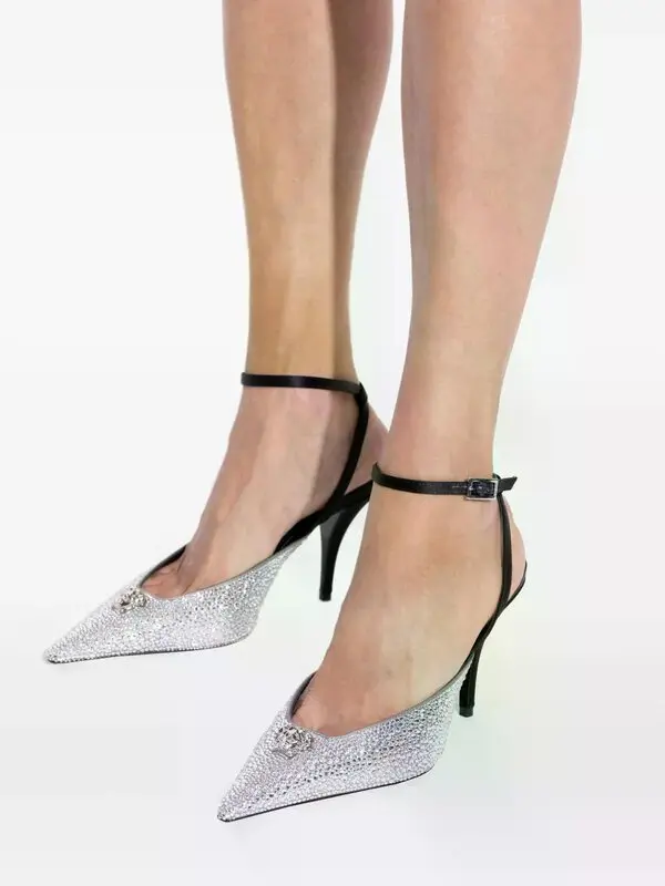 Versace 85mm Crystal La Medusa Slingback Pumps