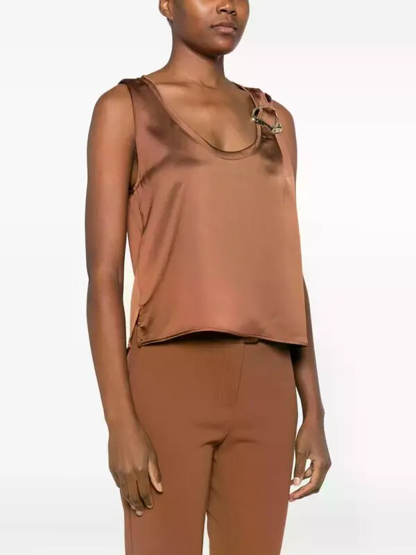 Imperial Buckle-detail Sleeveless Top - Brown
