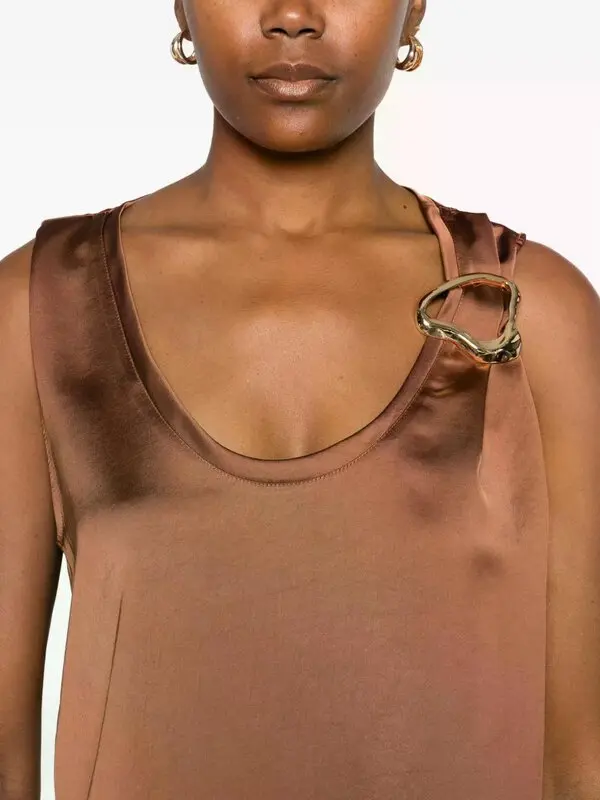 Imperial Buckle-detail Sleeveless Top - Brown