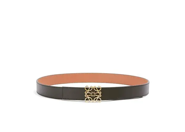 Loewe Reversible Anagram Belt - Tan/black/gold