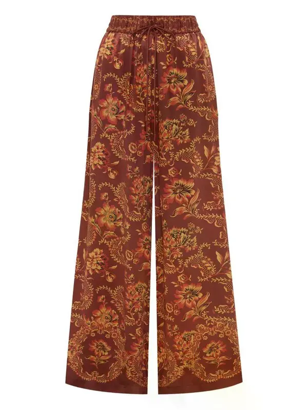 ALEMAIS Floral-print Drawstring Trousers - Red