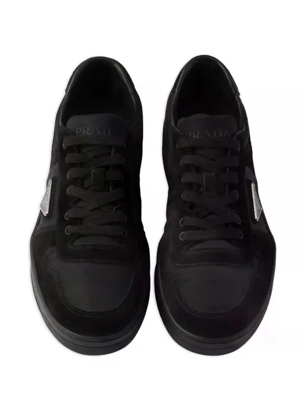 Prada Downtown Triangle-logo Suede Sneakers - Black