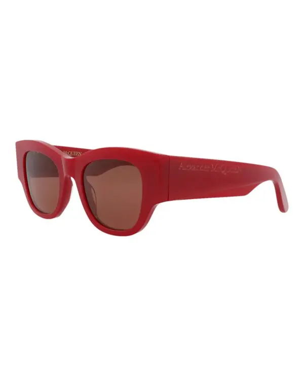 Alexander McQueen Square Rectangle Sunglasses - Red Red Brown (am0420s/30014616/004)