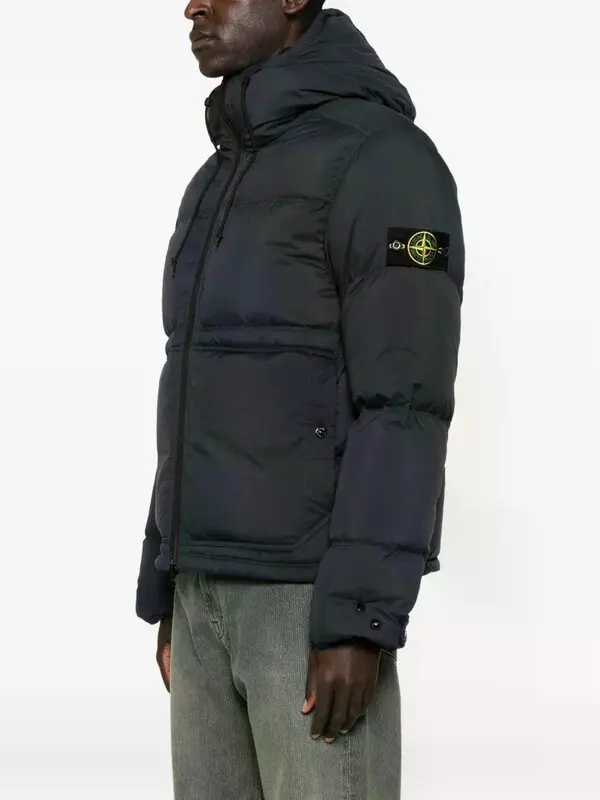 Stone Island Hooded Quilted Jacket - Blue