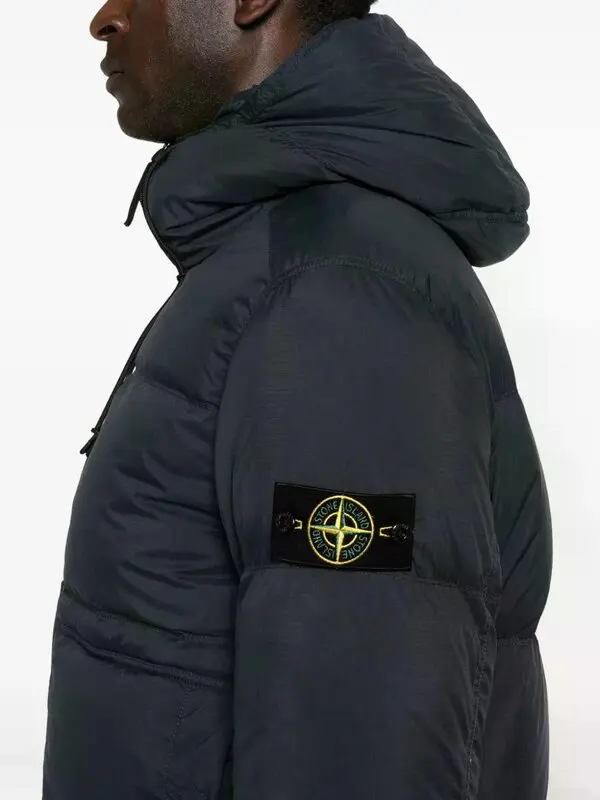 Stone Island Hooded Quilted Jacket - Blue