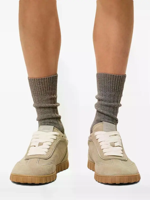 AMI Paris Suede Leather Sneakers - Neutrals