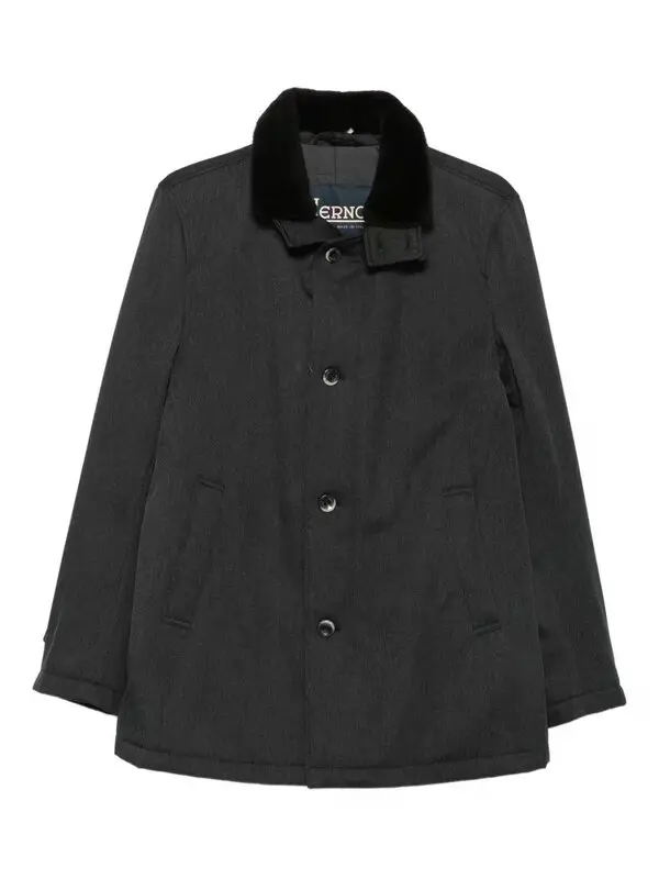 Herno Velvet-collared Button Coat